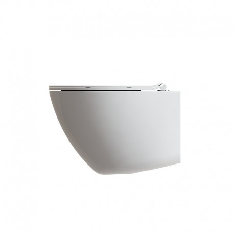 Vaso sospeso senza brida rimless ceramica bianco + copriwc slim soft ...