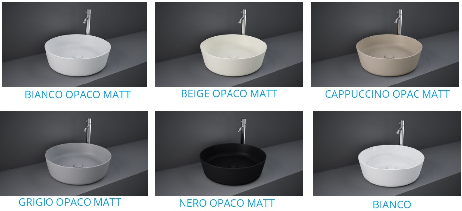 Lavabo tondo FEELING 42 cm di Rak Ceramics bianco opaco profilo slim ...