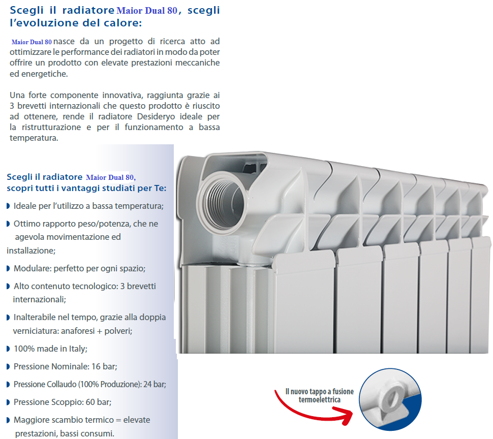Nova Florida - Radiatori Maior Dual 80 Gruppo Fondital da 180 cm